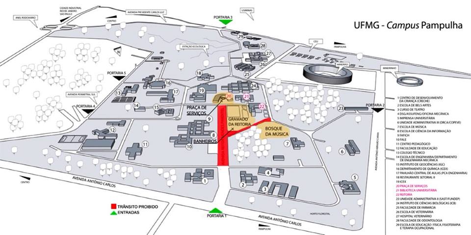 Notícias da UFMG - Atividades ficarão concentradas na área central do campus; veja no mapa